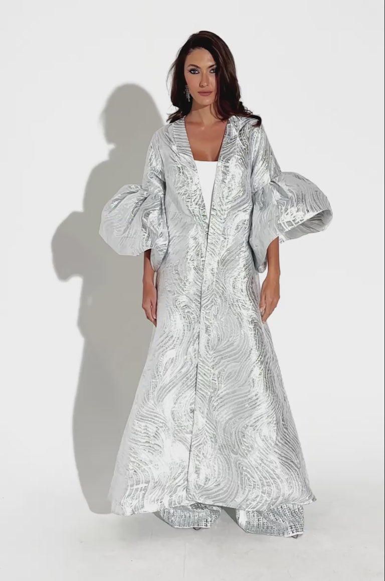 MALDIVES BROCADE PUFF SLEEVE DUSTER – AKIRA