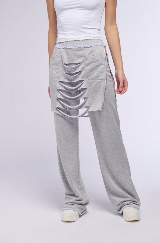 RAIN LAYERED SHREDDED SKIRT OVERLAY SWEATPANT – AKIRA