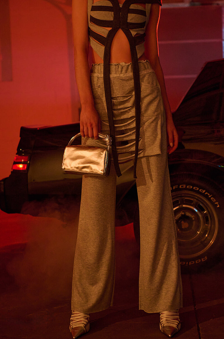 RAIN LAYERED SHREDDED SKIRT OVERLAY SWEATPANT – AKIRA