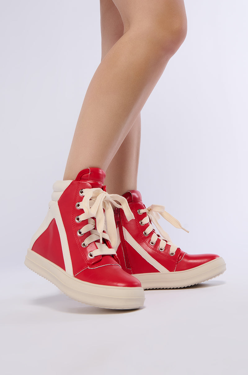 RUBY HIGH TOP SNEAKER IN RED – AKIRA