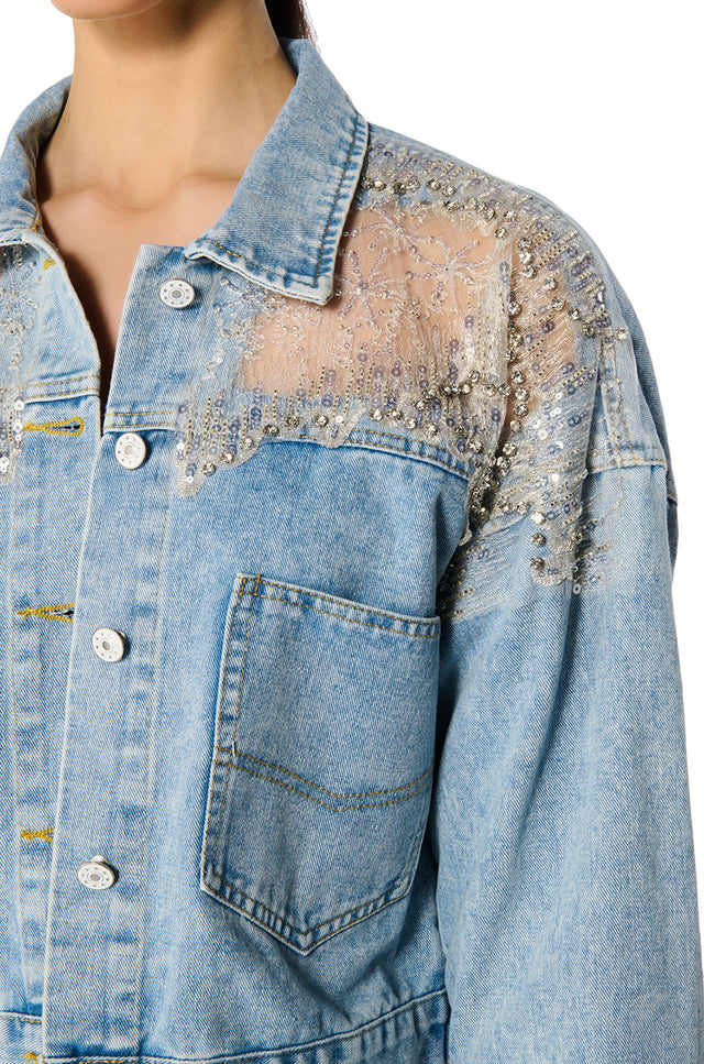 SHOW IT OFF SEQUIN DENIM JACKET – AKIRA